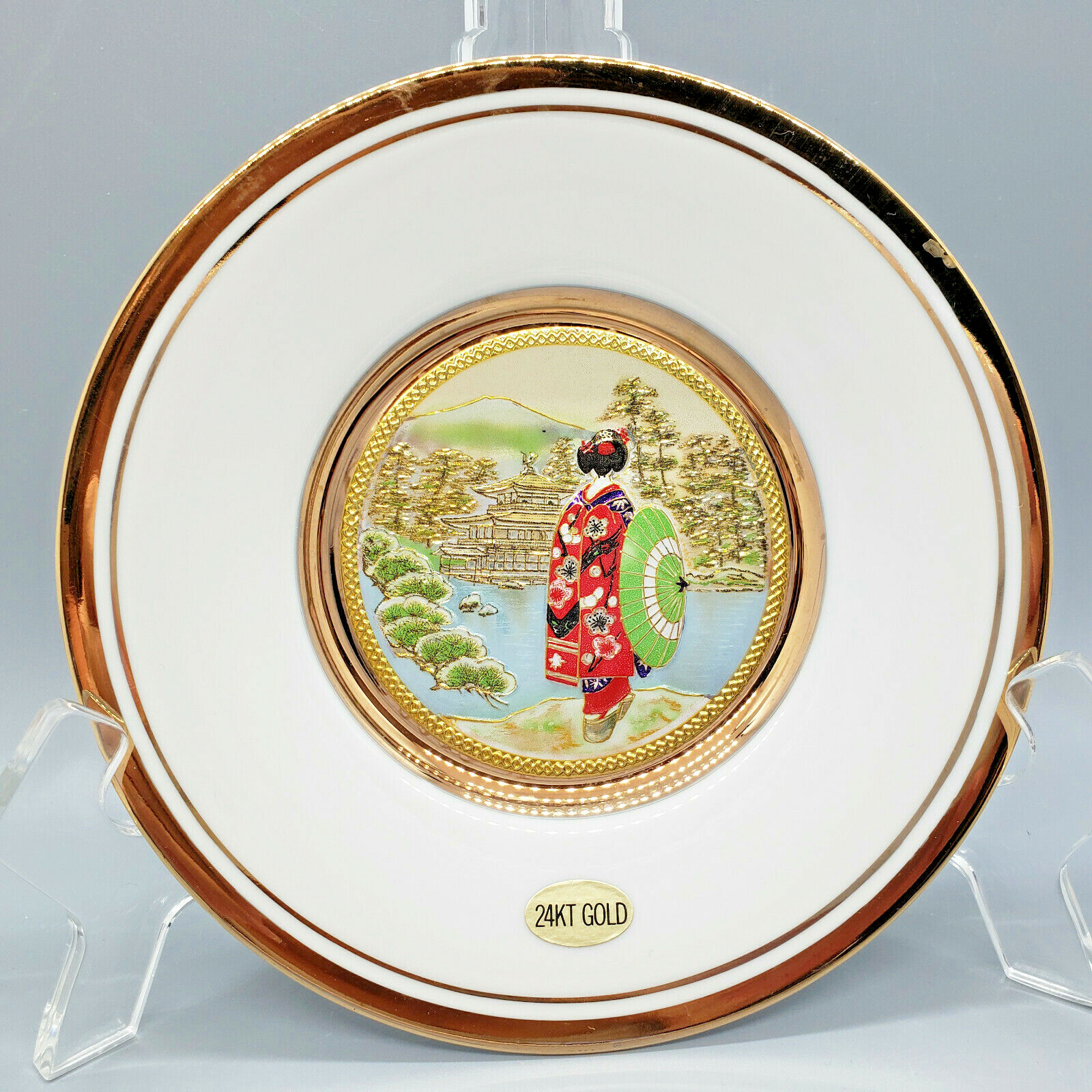 The Art of Chokin Geisha Girl Porcelain Bowl Plate 24k Gold Trim Japan ...