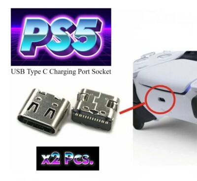 x2 For PS5 Controller USB Type C Charging Port Socket Connector Jack ...