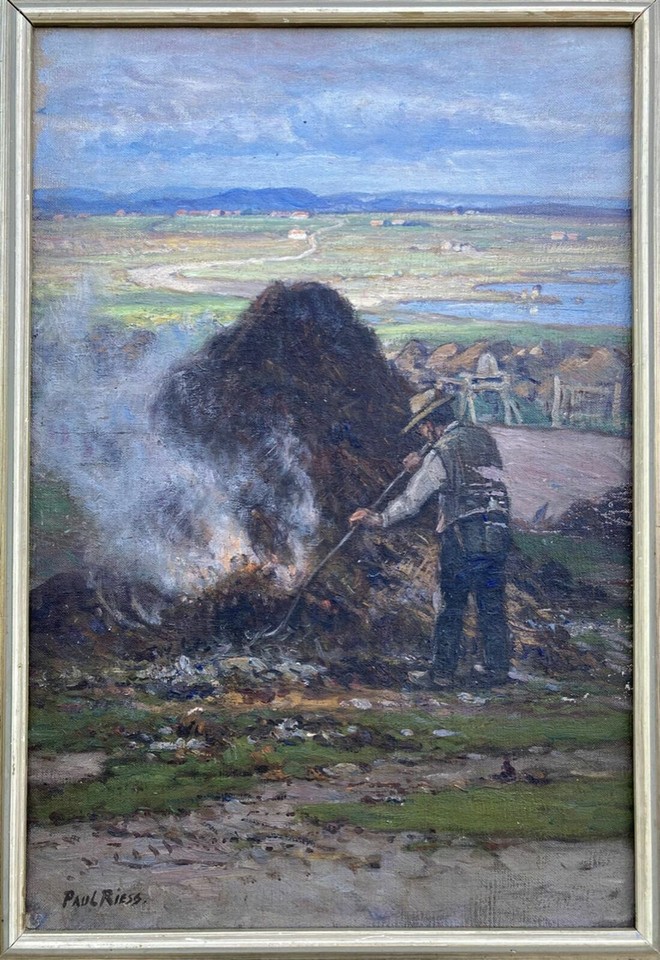 Paul Riess (1857-1933) Person With Fireplace Dessau Elbe Schwaan | eBay