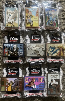 Disney D23 Expo 2022 DSF DSSH Postcard Series LE 400 COMPLETE Pin Set ...