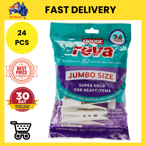 Original Reva Super Hold Heavy duty clothes line pegs - 1 pack of 24 ...