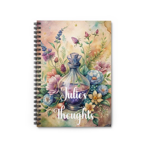 Personalized Potion Floral Notebook, Spiral Ruled Journal Colorful ...