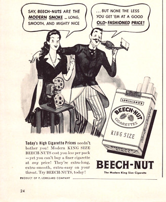 Beech-Nut Cigarettes Modern Smoke Cartoon Graphics Vtg Magazine Print ...