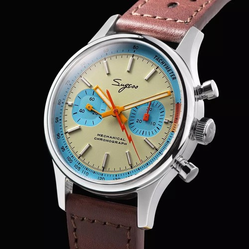 Sugess SWAN NECK x Exhibition case back Teal Eyes Chronograph SEAGULL ...