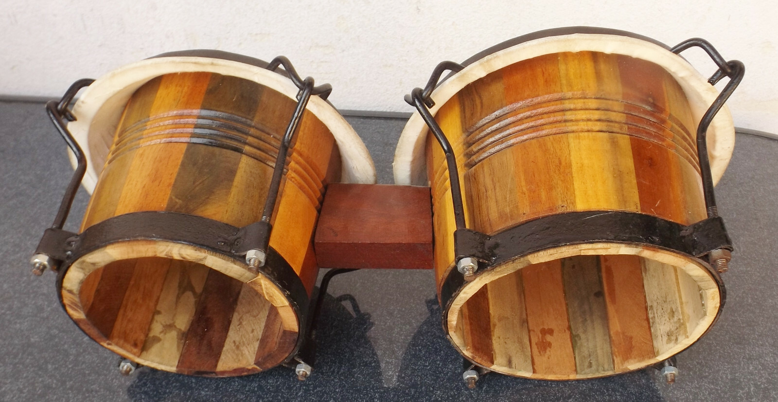 Old Doppeldrums/Bongos, Wood Bongos Wood, Tischbongo/ Drum | eBay UK