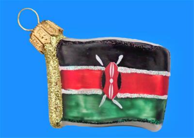 KENYA MINI FLAG EUROPEAN BLOWN GLASS CHRISTMAS TREE ORNAMENT GIFT KENIA ...