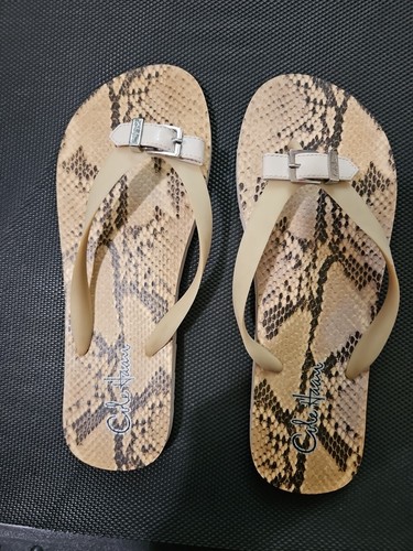 Cole Haan Flip Flop Womens Sz 8 python, cream, Slip-On Buckle Thong ...