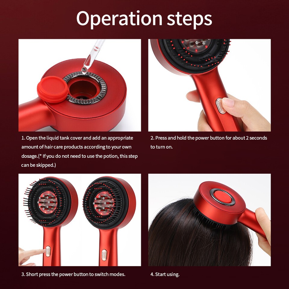 Massager Comb Electric Red Light Hair Brush For Hair Growth Hair Oil ...