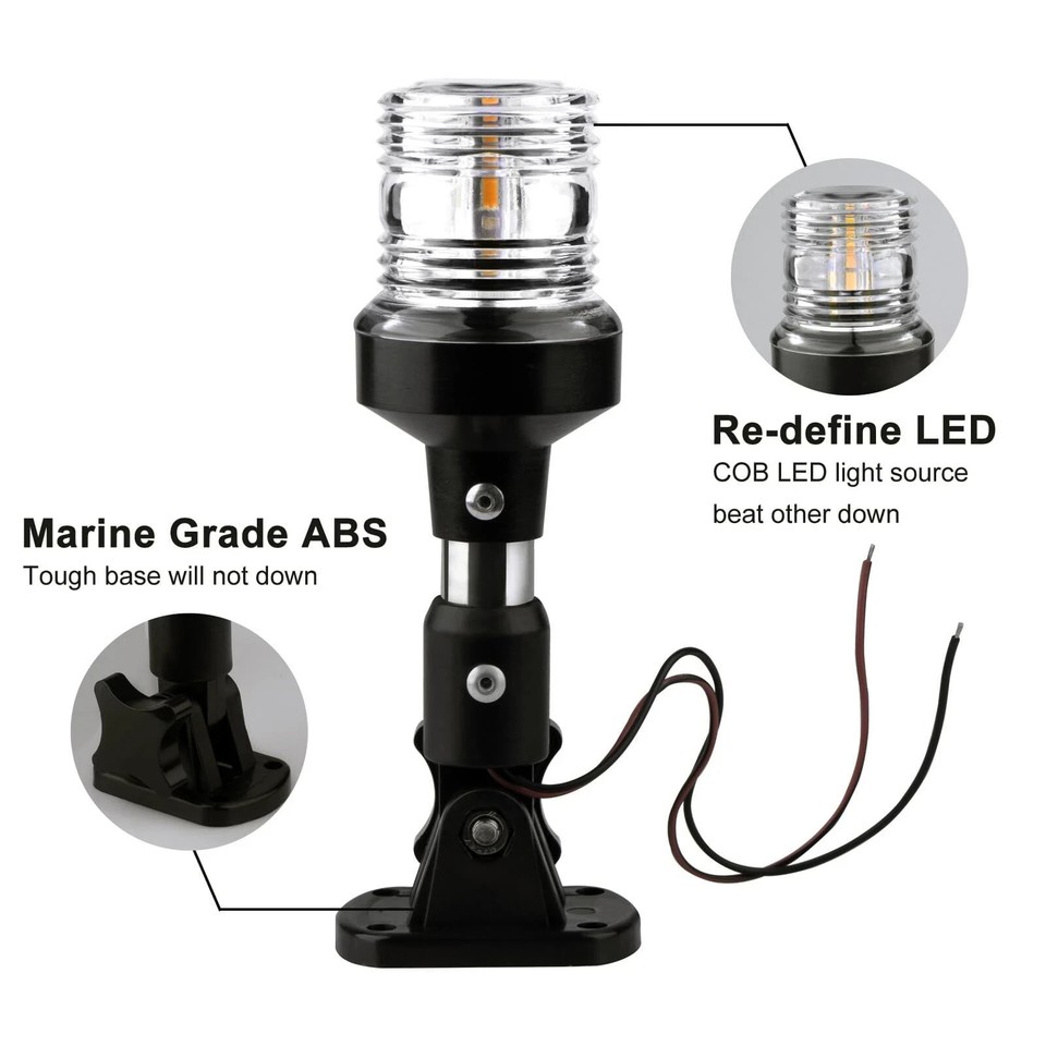 Boat Anchor Light White LED Stern Light for 12-24V Marine Use 3NM | eBay