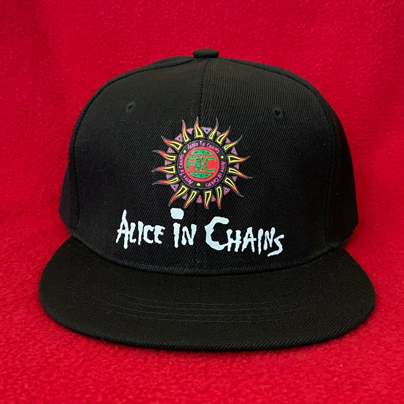 Rock Band Solid Black Color Logo Printed Flat Bill Cap Adjustable Snap ...