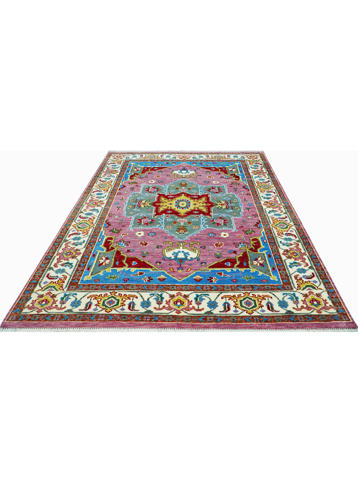 Handmade Pink Ivory Traditional Serapi Oriental Area Rug 9x12 ft | Hand ...