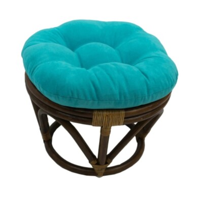 Blue Papasan Foot Stool Bali Ottoman Cushion Wicker Frame Rattan Rest ...