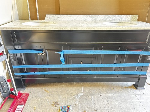 double bathroom vanity with sink quartz top has a crack /broken back | eBay