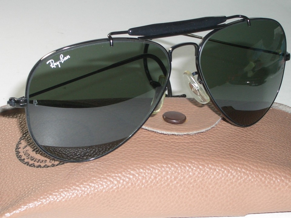 58[]14 B&L RAY-BAN L9500 BLACK WRAPAROUND G15 OUTDOORSMAN AVIATOR ...