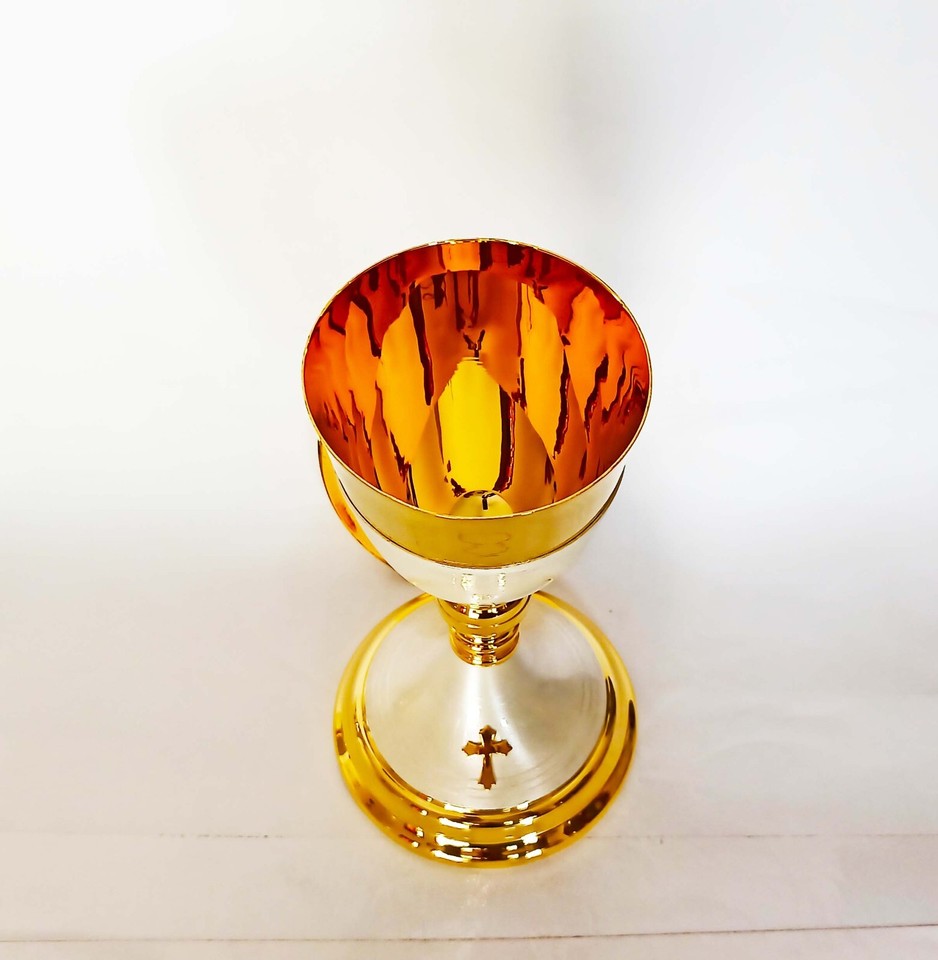 Chalice & paten Large Gold Plated Goblet Holy Altar Religious Gift ...