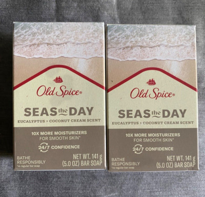 2 Old Spice Seas The day Eucalyptus + Coconut Cream Scent 5 Oz Bar Soap ...