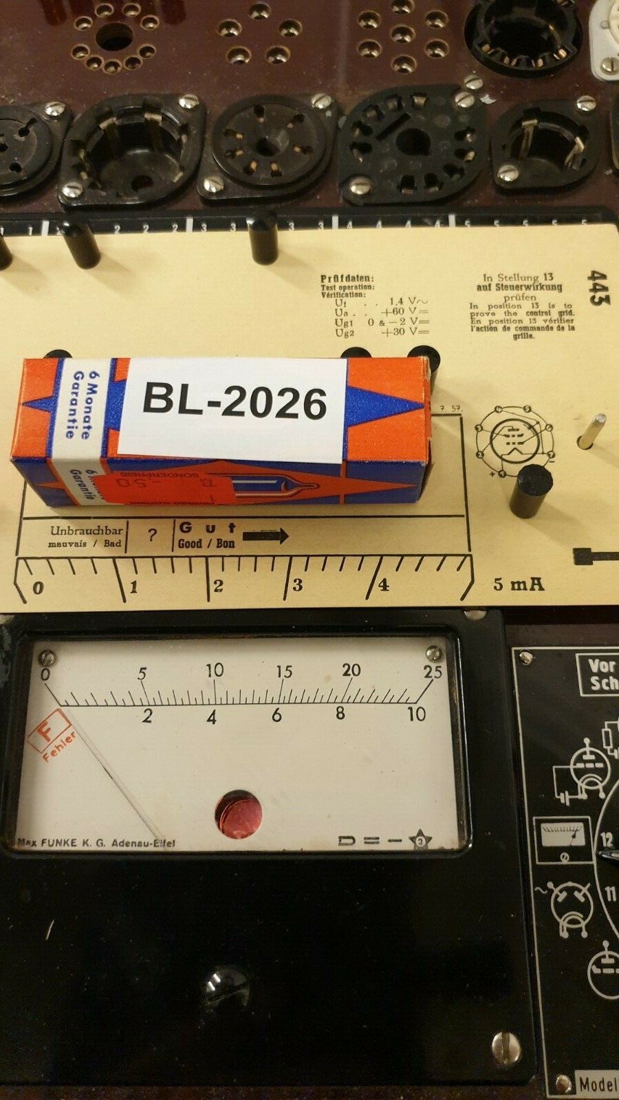 Röhre Telefunken DF 906 Tube 2,4 mA Valve auf Funke W19 geprüft BL-2026 ...