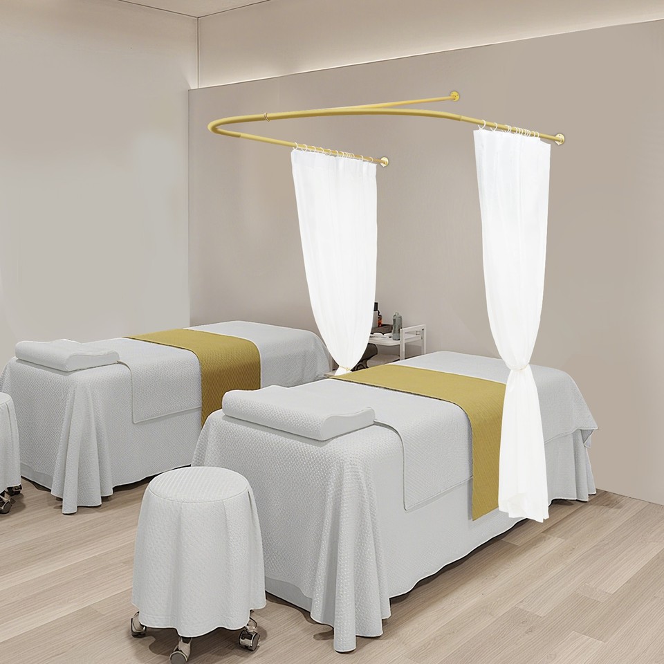 1 U-Shaped Room Partition Rods & 2 Dividing Curtain Divider Set for ...