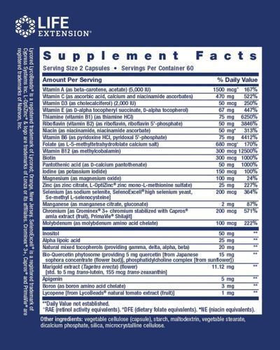 Life Extension Two-Per-Day High Potency Multivitamin & Mineral ...