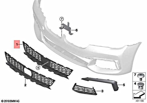 Genuine BMW G11 G12 725d 725Ld 730d 730dX Grille Air Inlet Middle ...