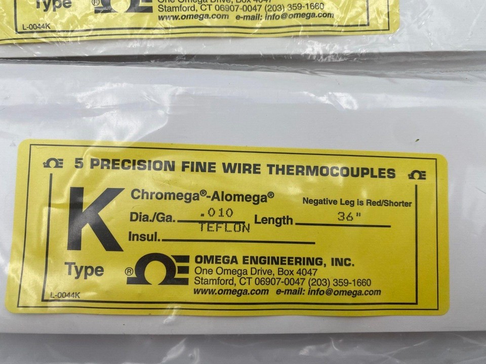 OMEGA THERMOCOUPLES LOT 10 PCS KMQSS-040U-6 KAPTON .20 36" TEFLON .010 ...