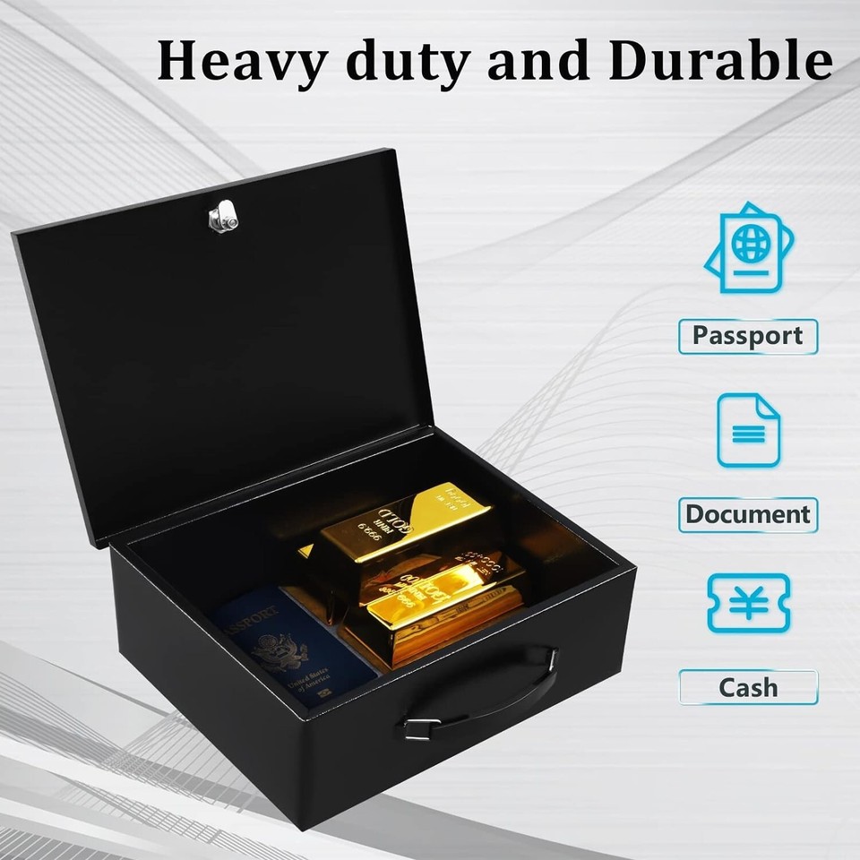 Portable Metal Safe Box with Key Lock - Fire Resistant Storage for ...