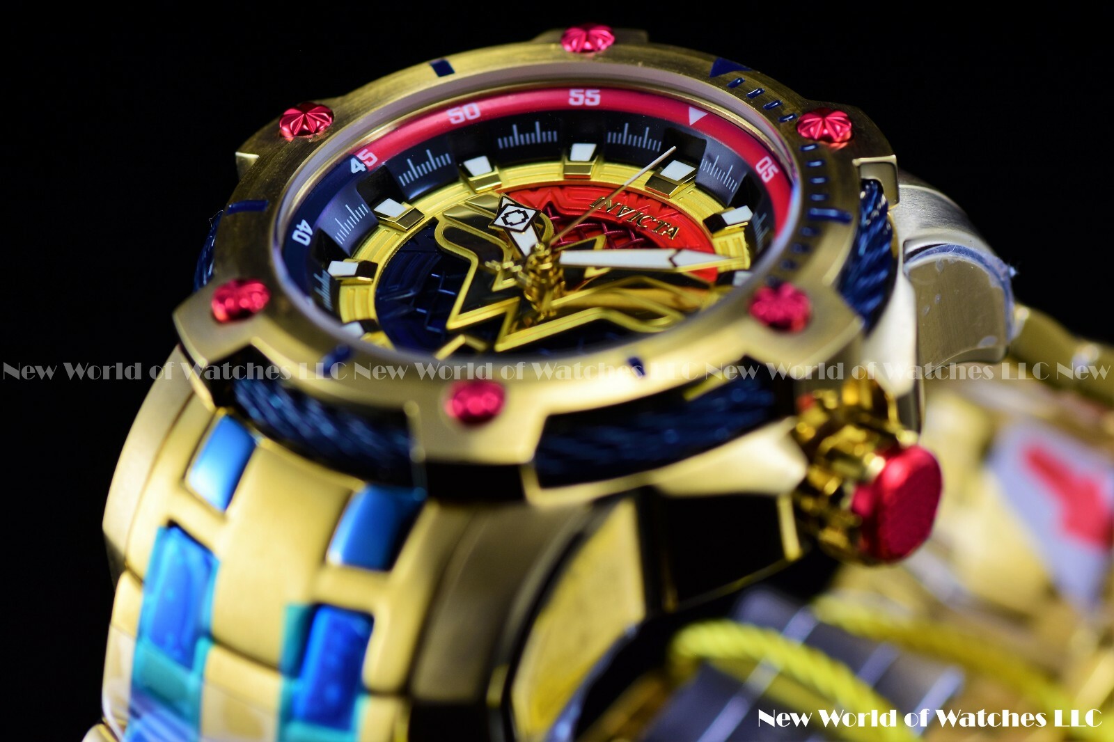 Invicta DC Comics Wonder Woman Bolt 18k Gold Plated 39mm Women's Watch ...
