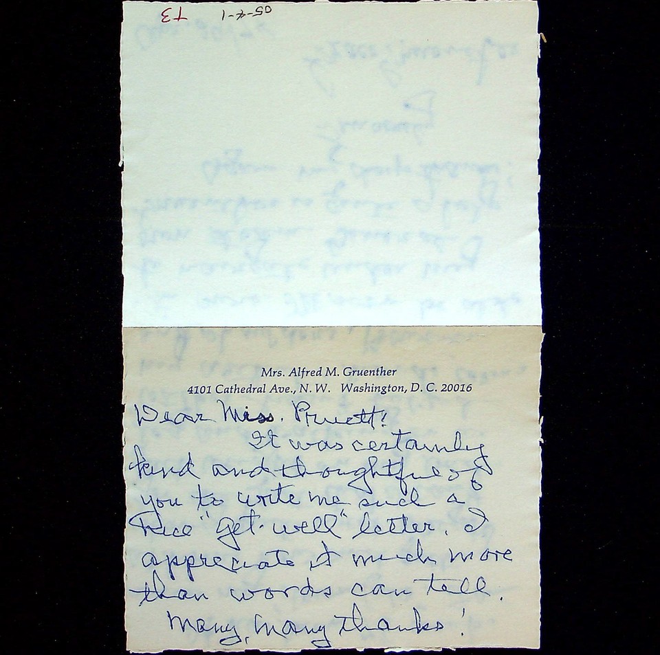 1974 Letter WW2 Veteran Major General Alfred Gruenther Wife Grace Hand ...