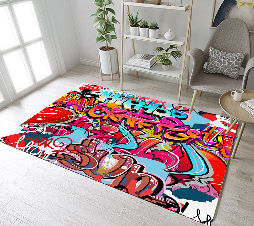 Floor Mat Carpet Graffiti Hip Hop Art Design Area Rugs for Bedroom ...
