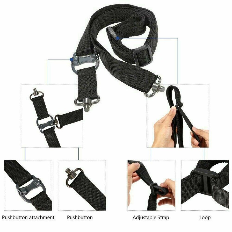 2 Point Sling Quick Adjust Rifle Sling with QD Sling Swivels QD Slings ...