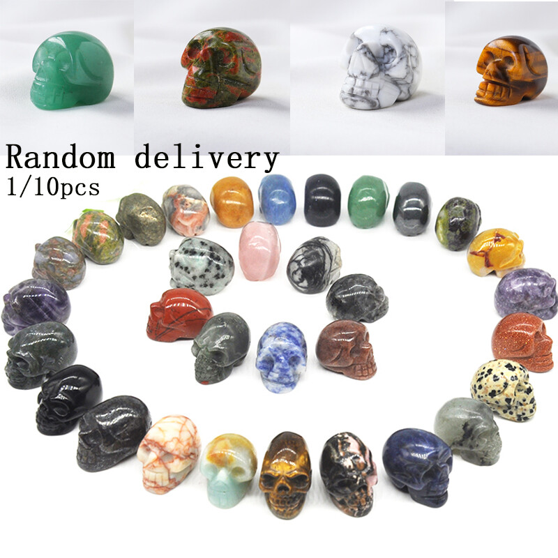 Natural Mixed carved gem skull quartz crystal skull reiki healing Good ...