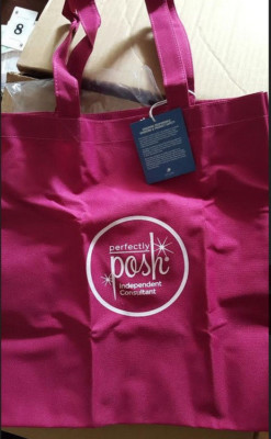 10 New Perfectly Posh Consultant Tote Shopping Bag Pink & White Lot of ...