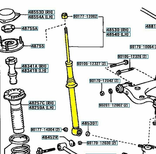 GENUINE OEM TOYOTA LEXUS ABSORBER ASSY, SHOCK, REAR, RH/LH 48530-59855 ...