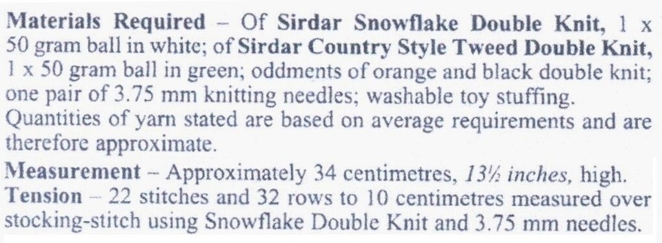 A Snowman toy vintage knitting pattern DK. 13" tall. Sirdar snowflake ...