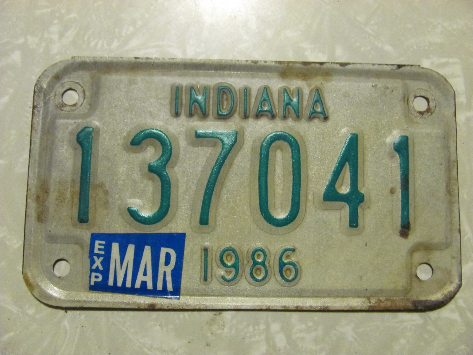 1985 INDIANA MOTORCYCLE LICENSE PLATE original paint FREE SHIPPING | eBay