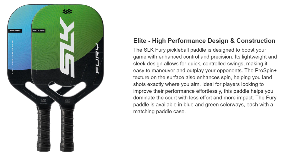 Selkirk SLK Fury Pickleball Paddle and Case Blue Elite-High Performance ...
