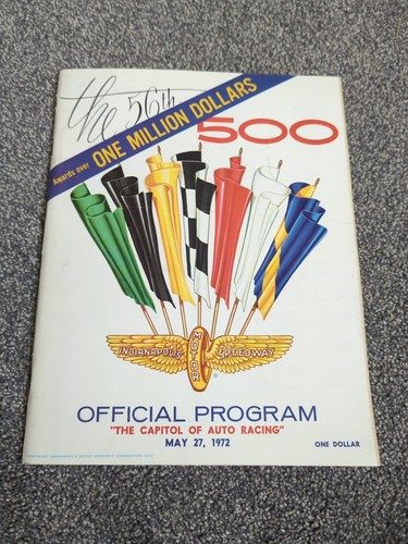 Vintage Auto Racing Program Indianapolis 500 With Lineup Insert 1972 | eBay