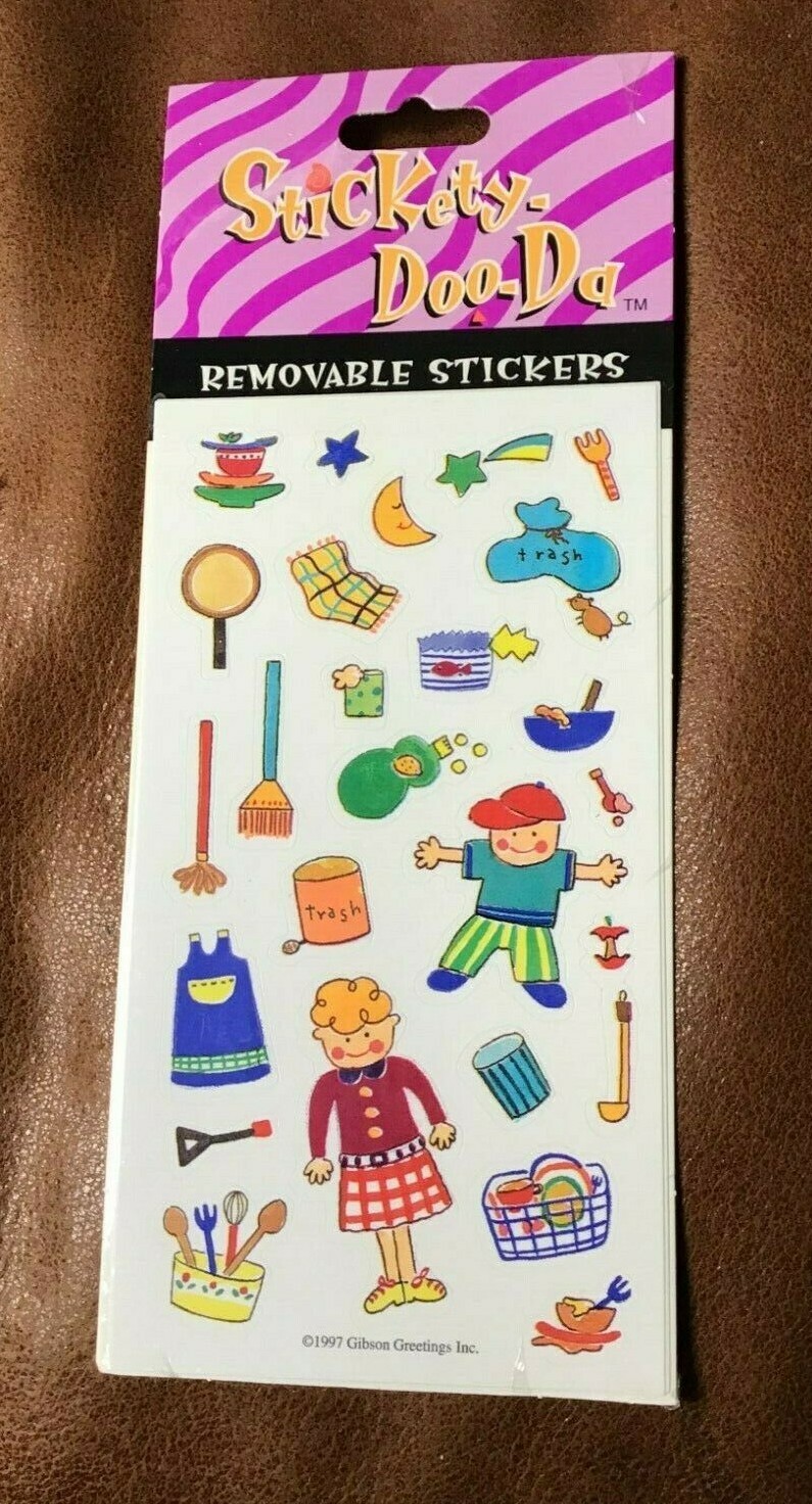 Stickety Doo-Da CHORES Removeable Sticker 2 Sheets Gibson Greetings NIP ...
