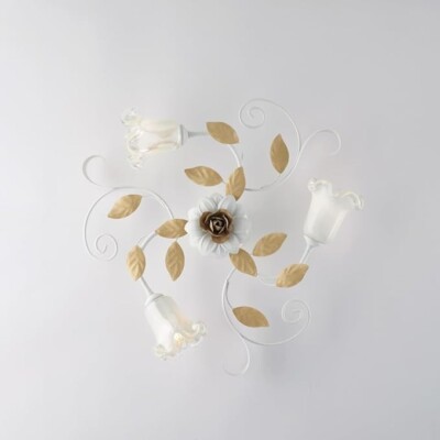 Classic White Wrought Iron Shabby Chic Ceiling Light 3 Lights BON-562 ...