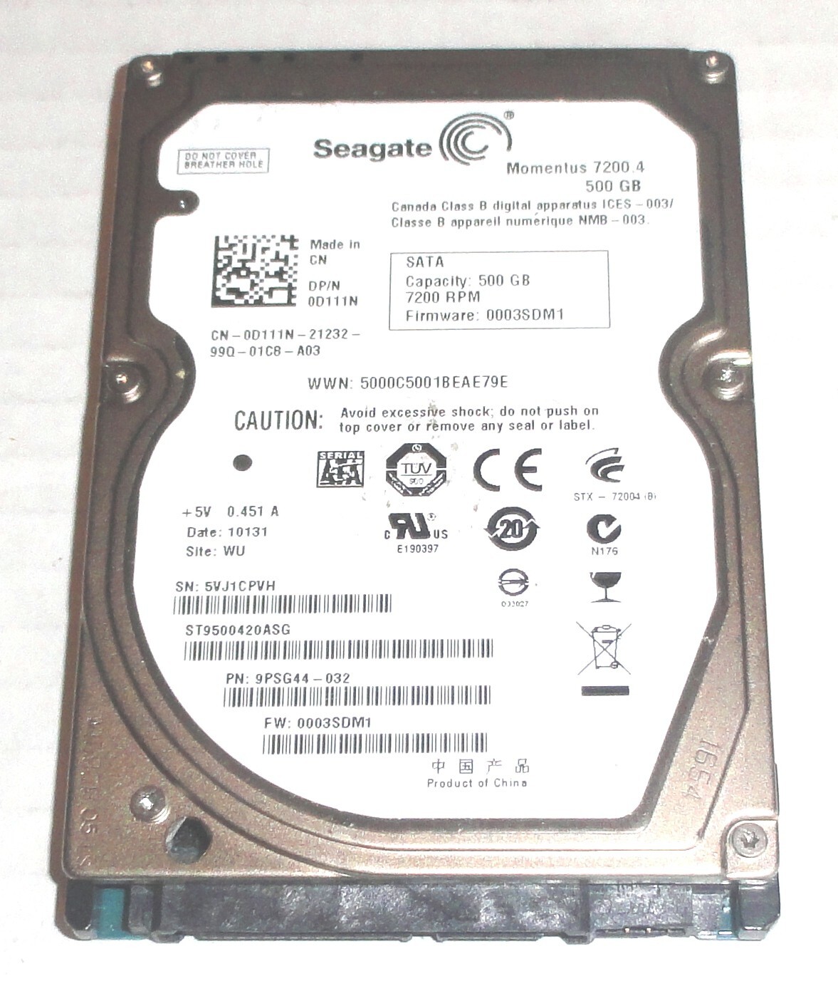 Seagate ST9160310AS 160GB Sata Hard Drive P/N: 9EV132-188 F/W: 0303 5SV ...