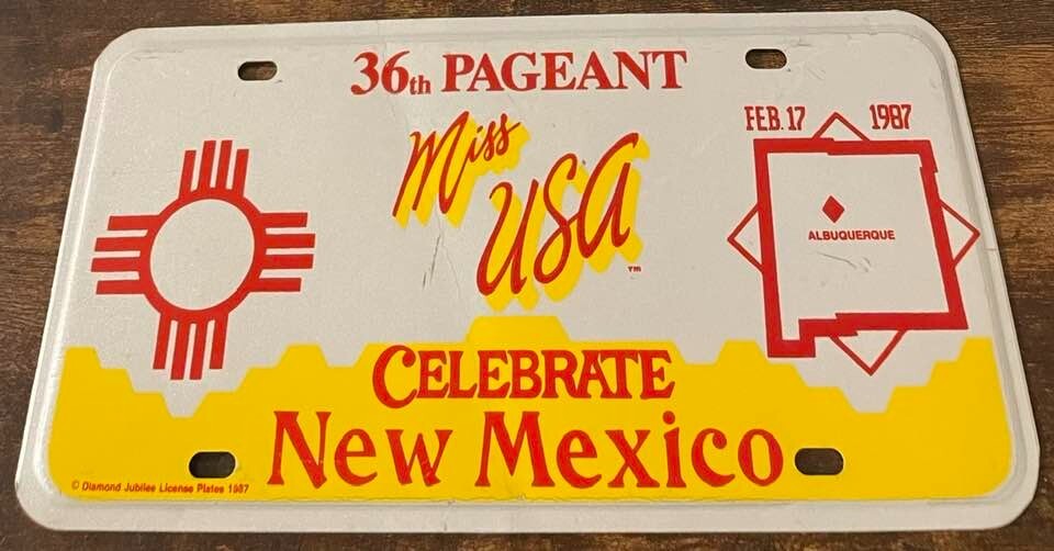 1987 Miss USA Pageant New Mexico License Plate Albuquerque | eBay