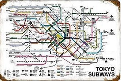 Tokyo Subways Map rusted steel sign 450mm x 300mm (pst) | eBay