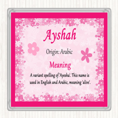 Ayshah Name Meaning Drinks Mat Coaster Pink | eBay UK