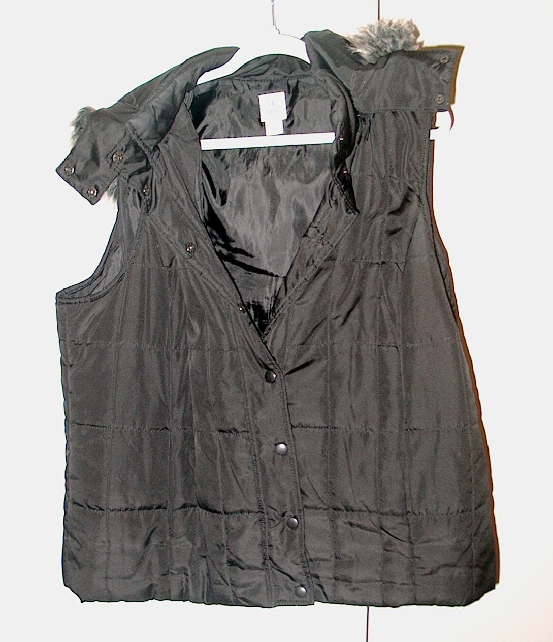 Women's IZOD Black Quilted Vest W/Detachable Faux Fur Trim 2X XXL EUC ...