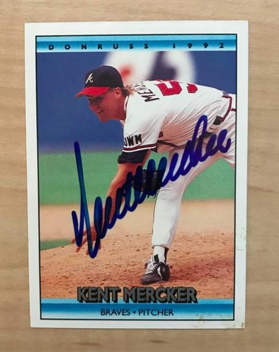 KENT MERCKER ATLANTA BRAVES SIGNED AUTOGRAPHED 1992 DONRUSS CARD #116 W ...