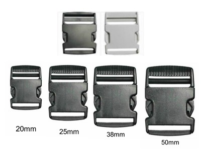PLASTIC SLIDE RELEASE BUCKLES FOR WEBBING STRAPS(16MM-50MM) BLACK/WHITE ...