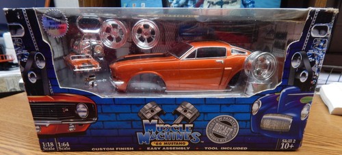 MUSCLE MACHINES 66 MUSTANG BUILD IT BURNT ORANGE DIE CAST CAR NIB 1/18 ...