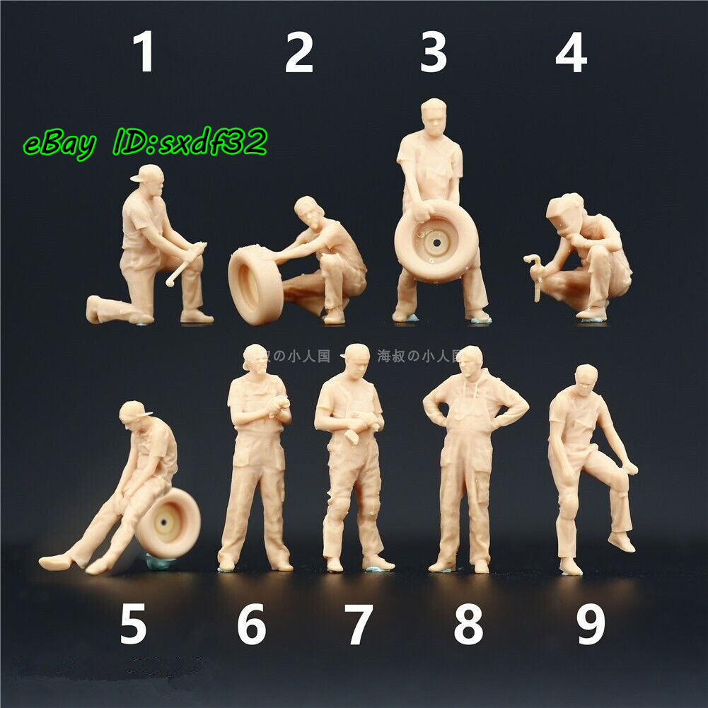 1/64 9pcs Scene Props Mechanic Man Miniatures Figures Model For Cars ...