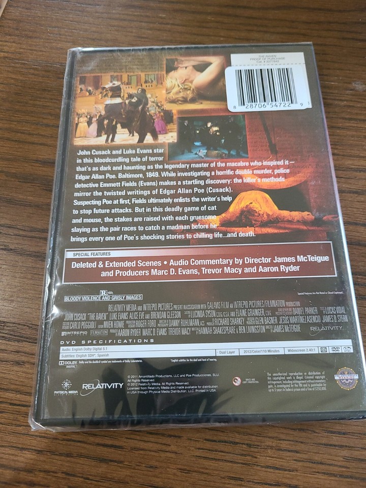 The Raven (DVD, 2012, Widescreen) John Cusack, Luke Evans, Alice Eve ...