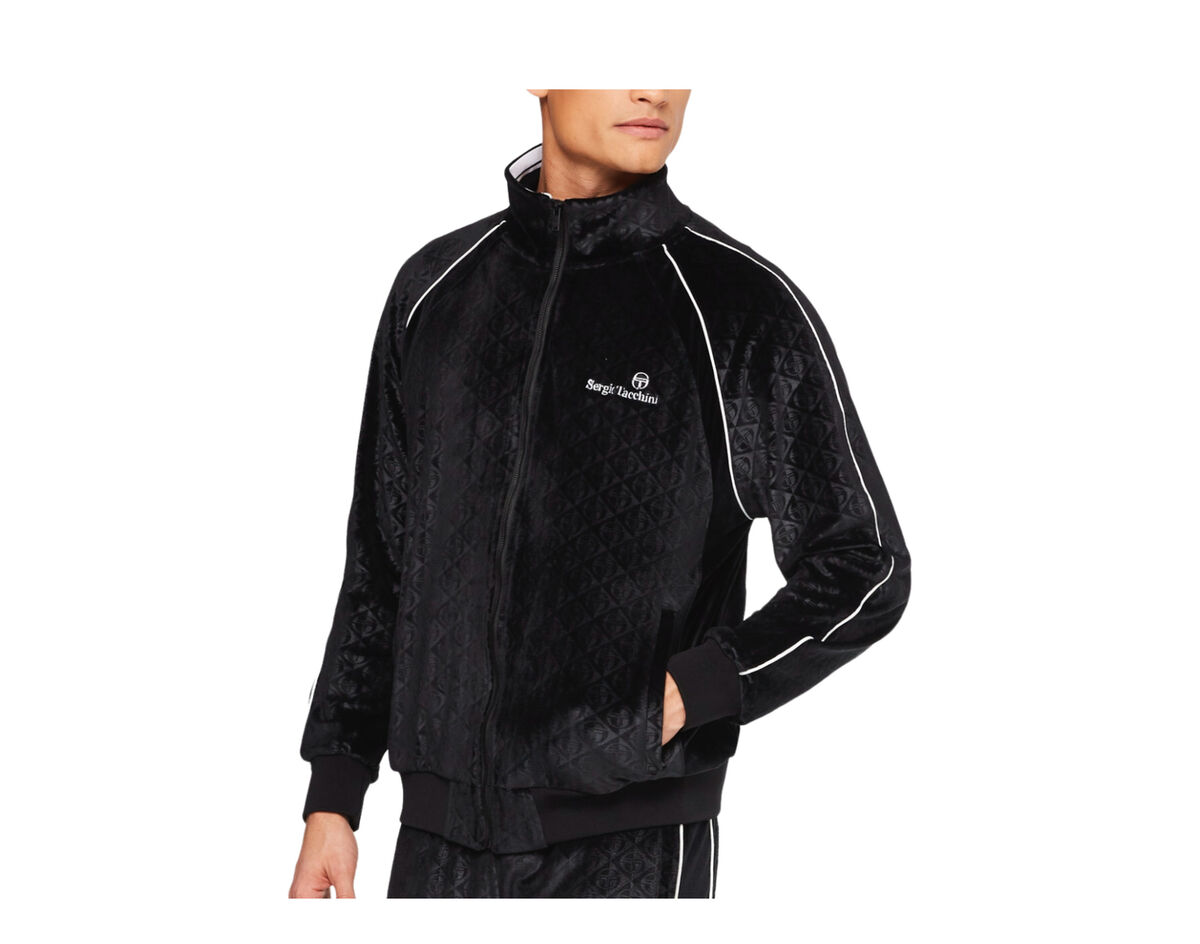 Sergio Tacchini Debossed Velour Track Jacket Black Sergio Tacchini Debossed Velour Track Jacket Black